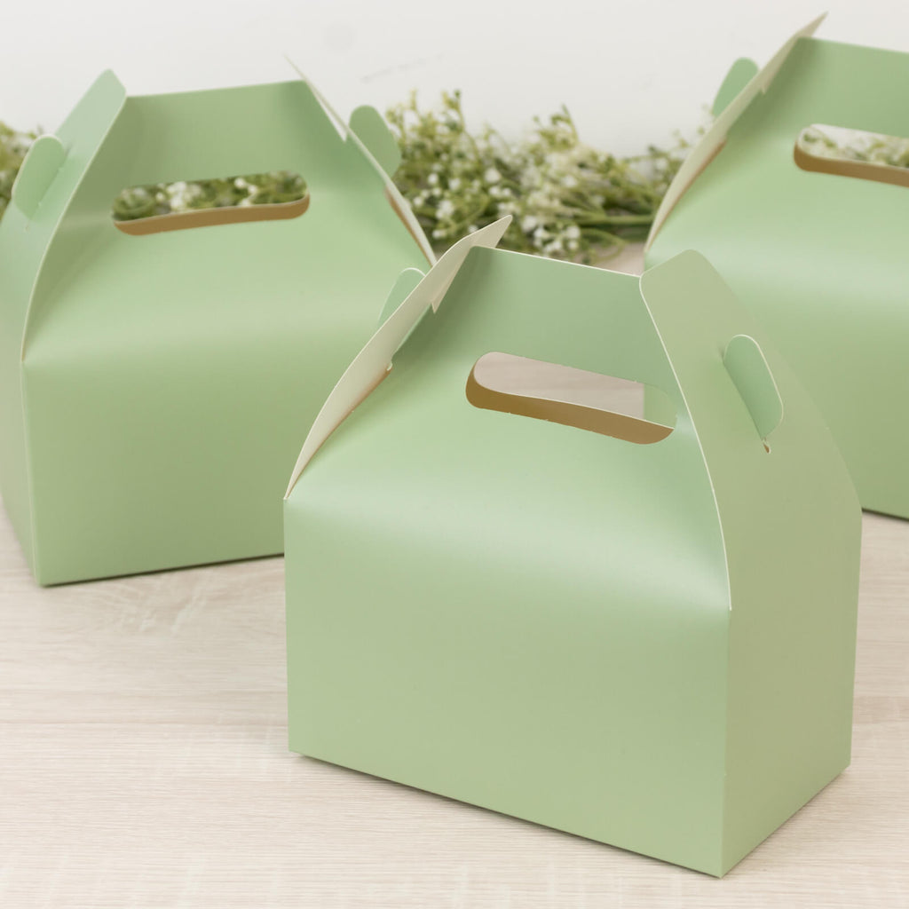 25-Pack Sage Green Tote Favor Boxes | TableclothsFactory
