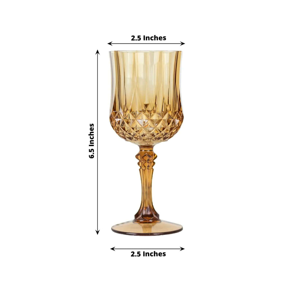 Crystal Cut Wine Goblets Amber Gold 8oz | TableclothsFactory