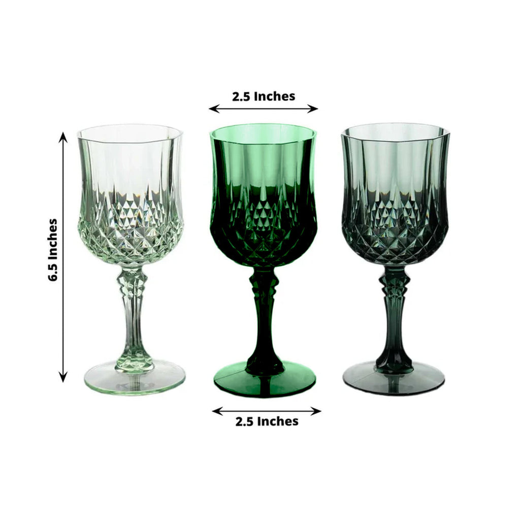 Crystal Cut Wine Goblets Assorted Green 8oz | TableclothsFactory