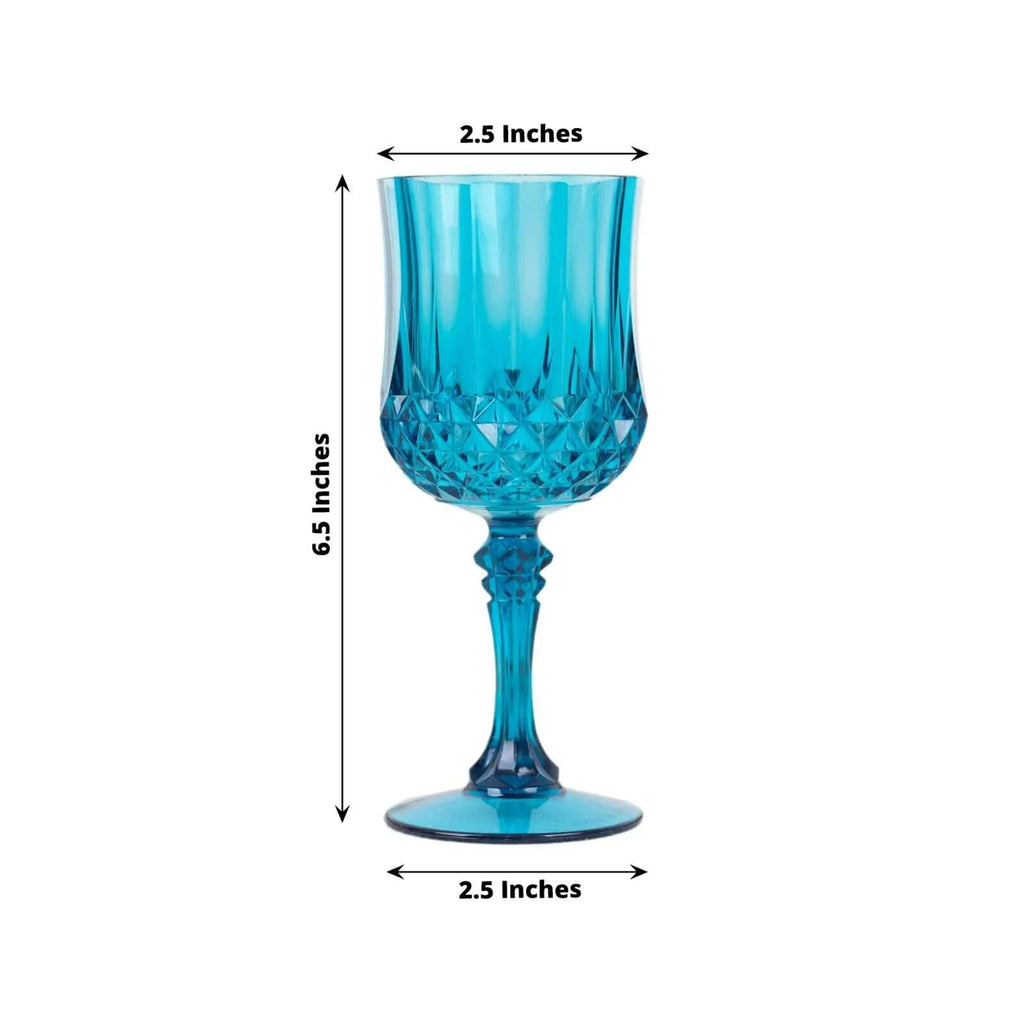 Crystal Cut Wine Goblets Ocean Blue 8oz | TableclothsFactory