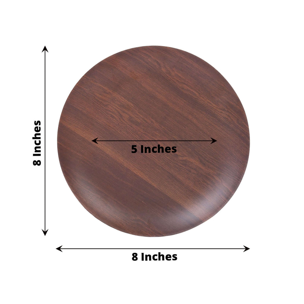 Wood Grain Melamine 8" Salad Plates Brown | TableclothsFactory
