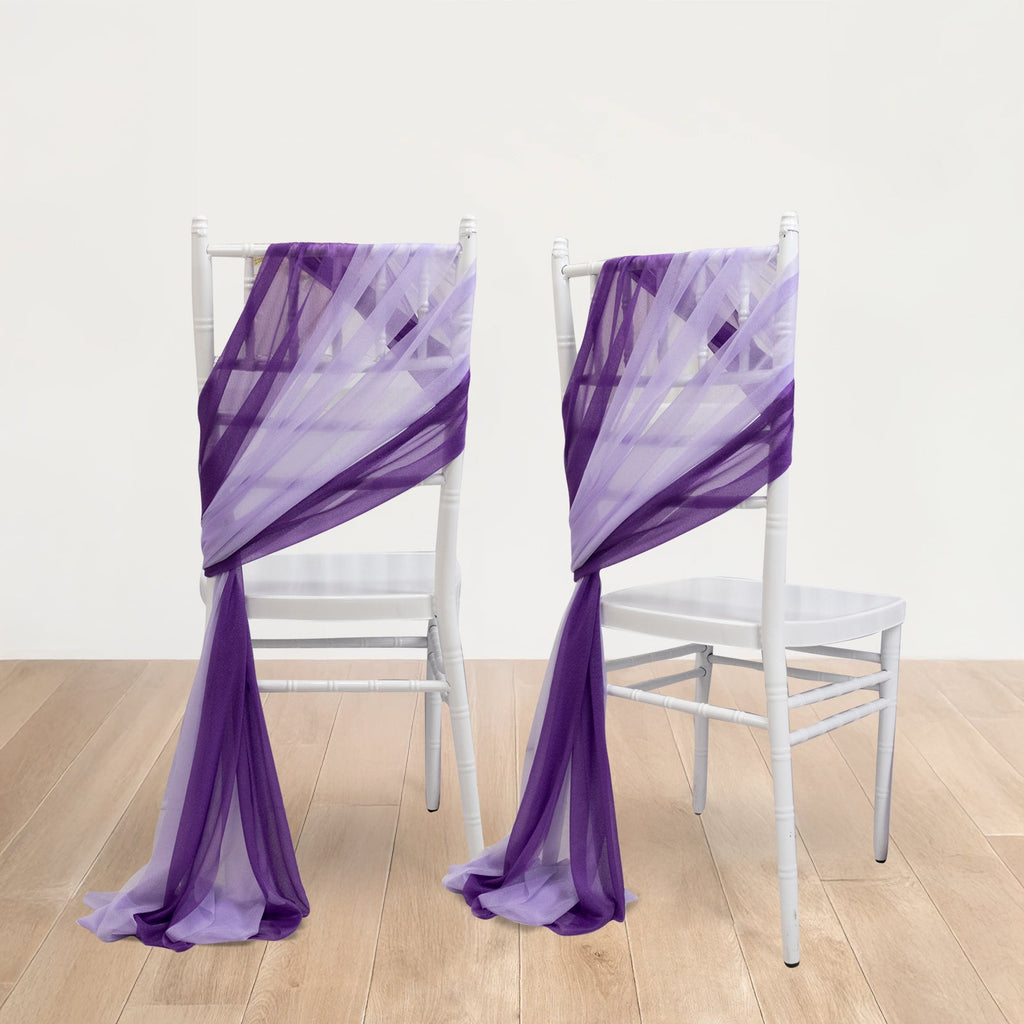 Sheer Purple Lilac Chair Sashes | TableclothsFactory
