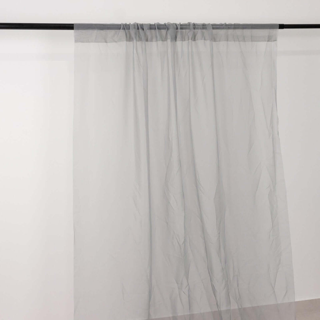 5ftx32ft Silver Chiffon Curtain Panel | TableclothsFactory