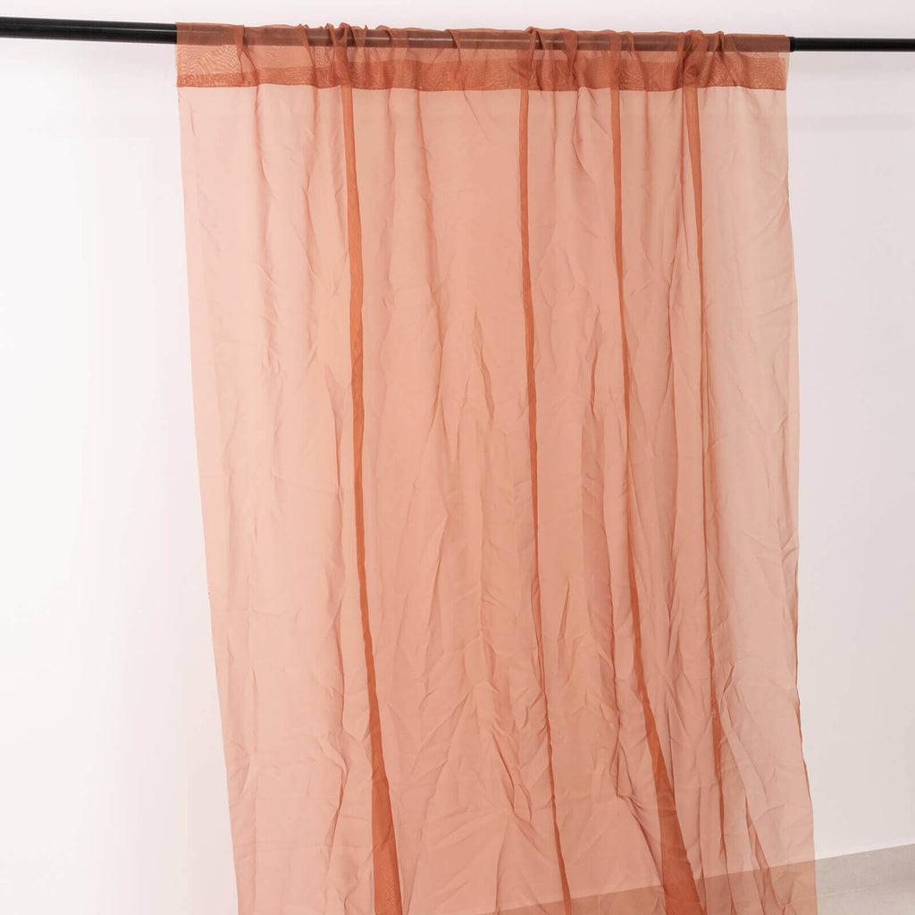 5ftx32ft Rust Chiffon Curtain Panel | TableclothsFactory