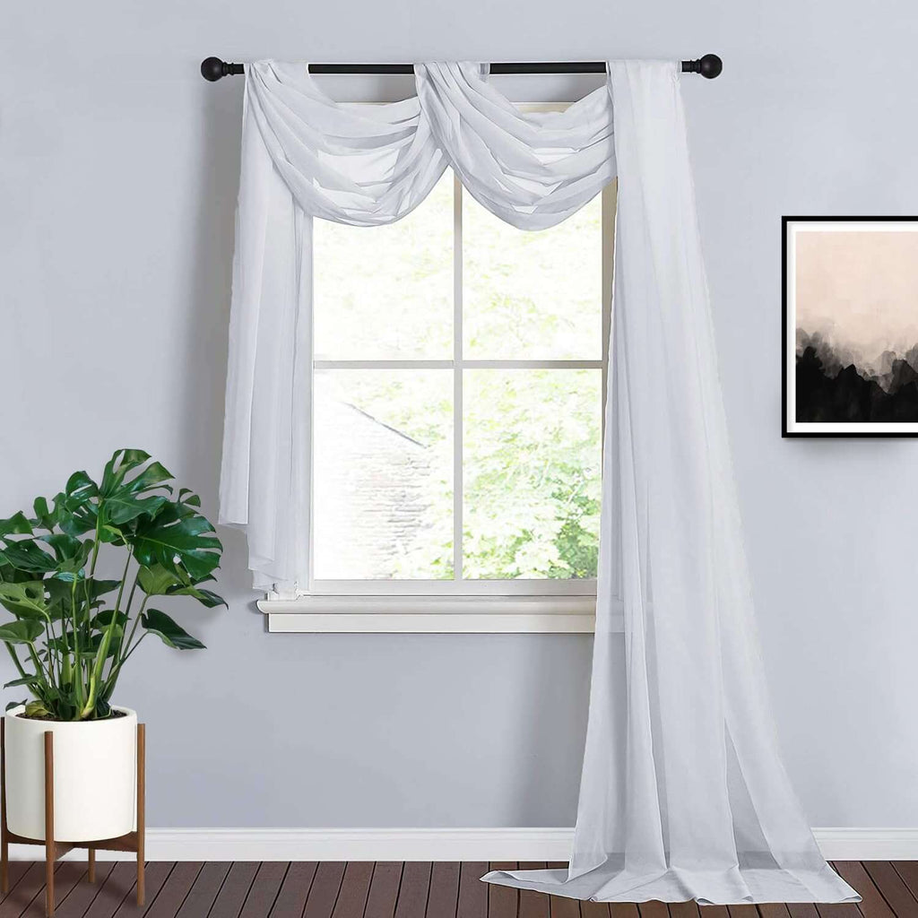 18ft White Sheer Organza Drapery Fabric | TableclothsFactory