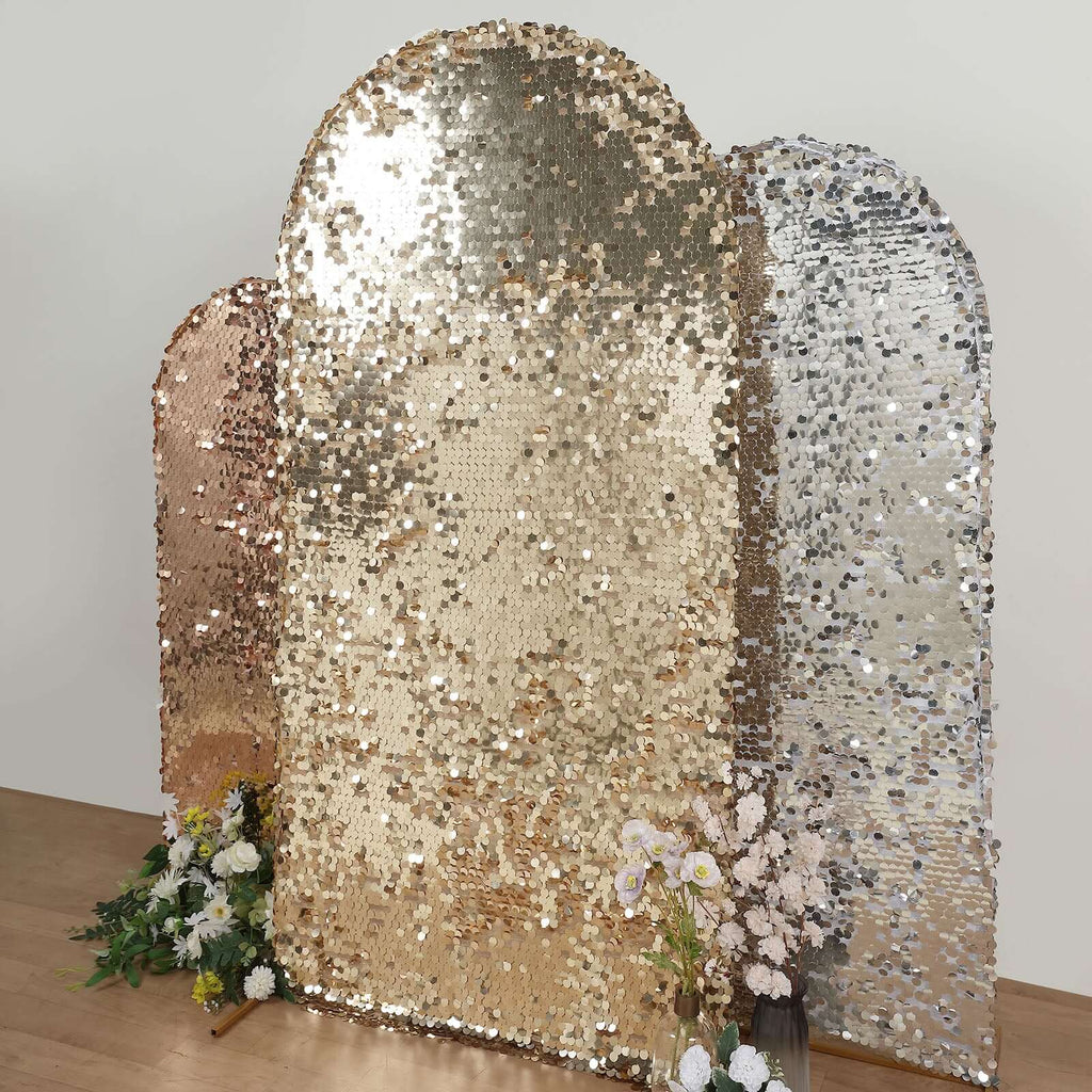 7ft Sparkly Champagne Sequin Backdrop Cover | TableclothsFactory