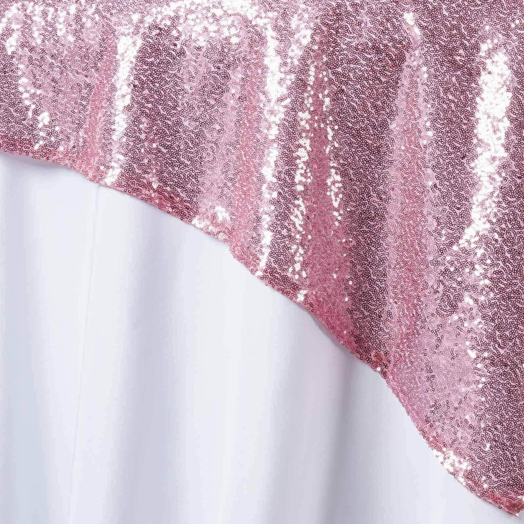 Sequin Table Overlay 72"x72" Pink | TableclothsFactory