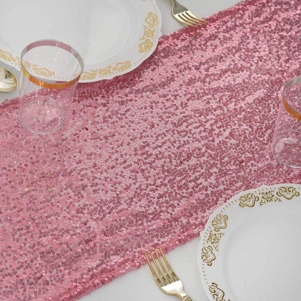 Sequin Runner 12"x108" Pink | TableclothsFactory