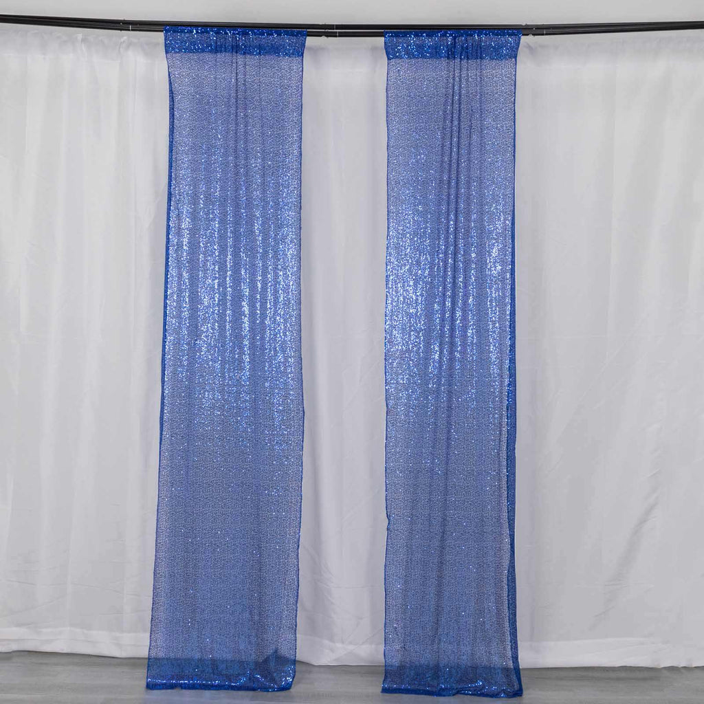 Royal Blue Sequin Curtain Drapes 2 Pack | TableclothsFactory