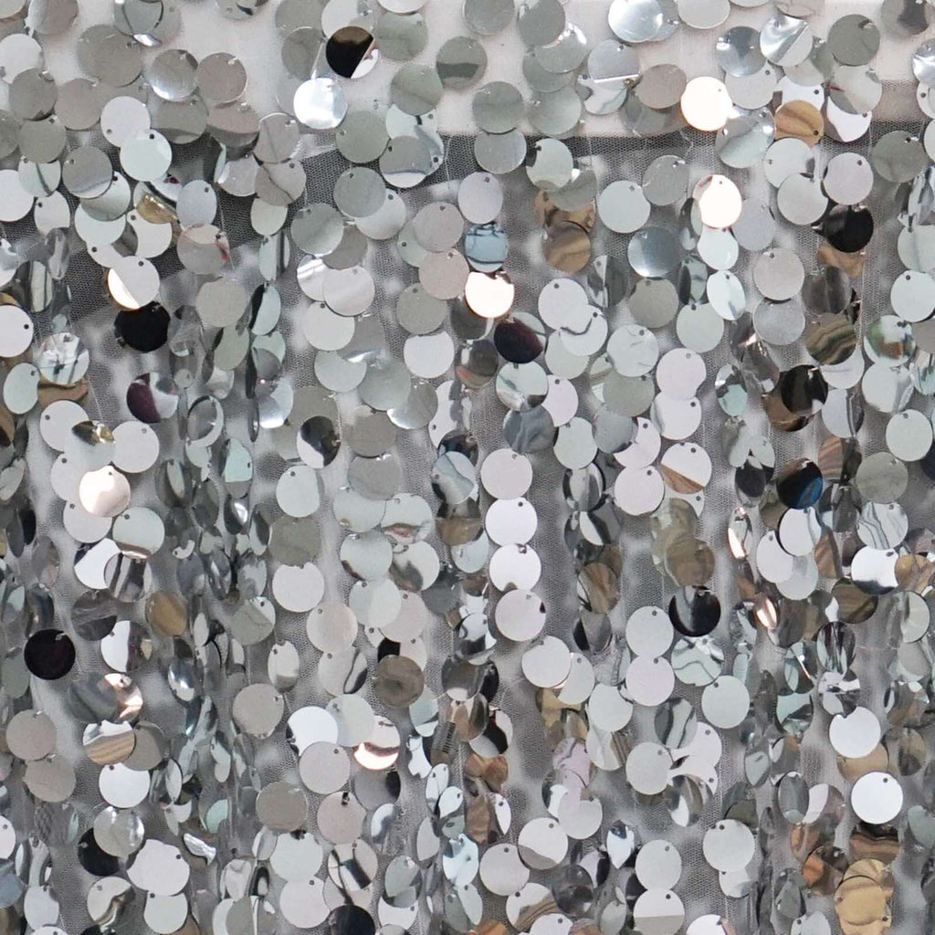Payette Sequin Table Overlay 72"x72" Silver | TableclothsFactory