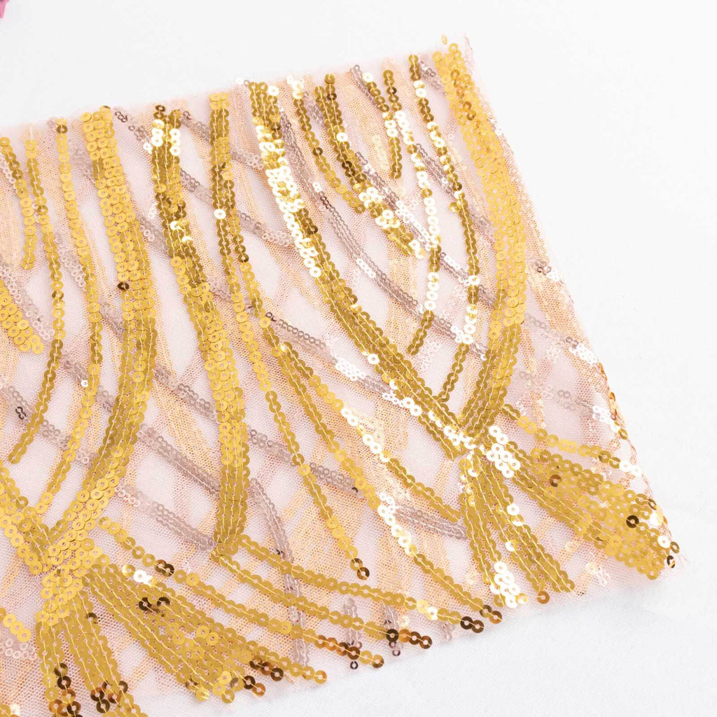 Sequins Chair Sash Bands Rose Gold/Gold | TableclothsFactory