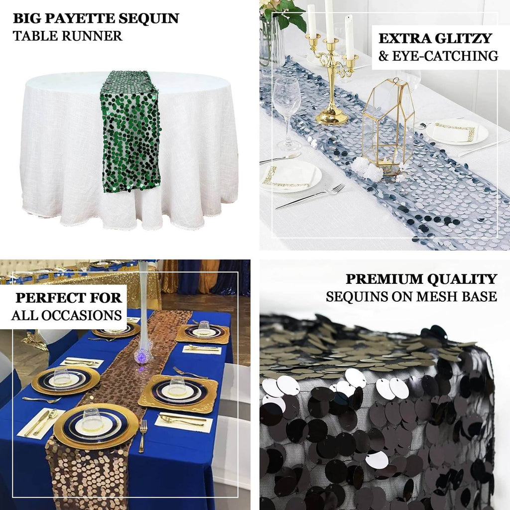 Payette Sequin Table Runner 13"x108" Turquoise | TableclothsFactory