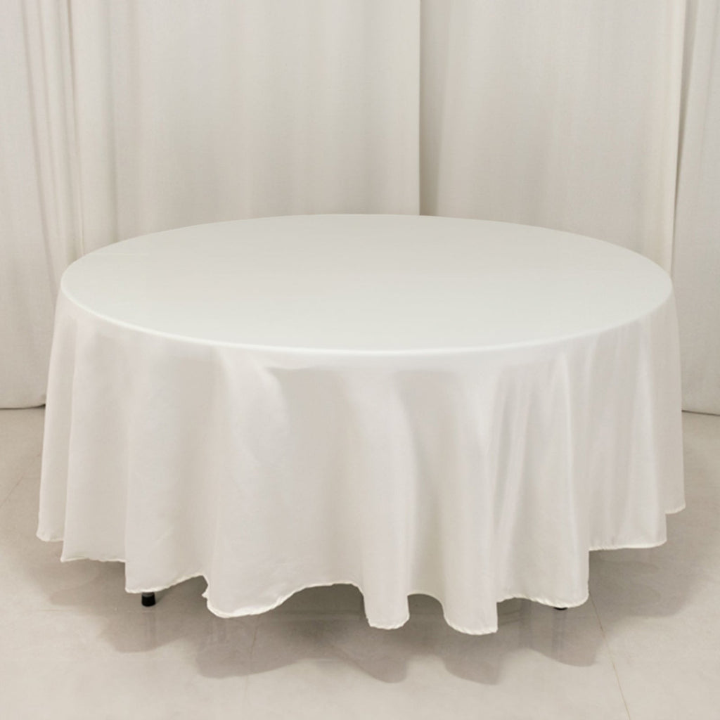 Lamour Satin Round Tablecloth 108" Ivory by TableclothsFactory.com