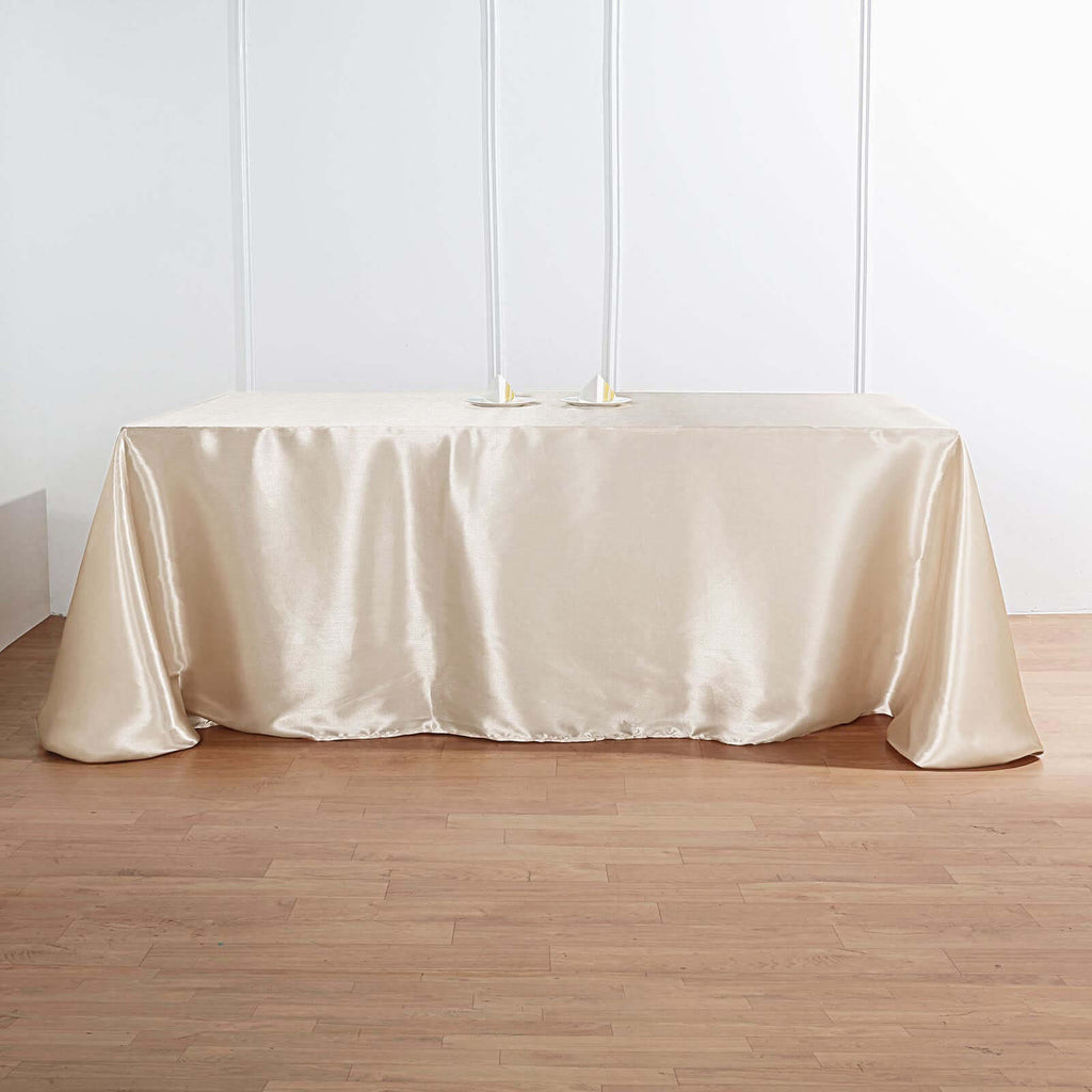 Satin Rectangle Tablecloth 90"x132" Beige | TableclothsFactory