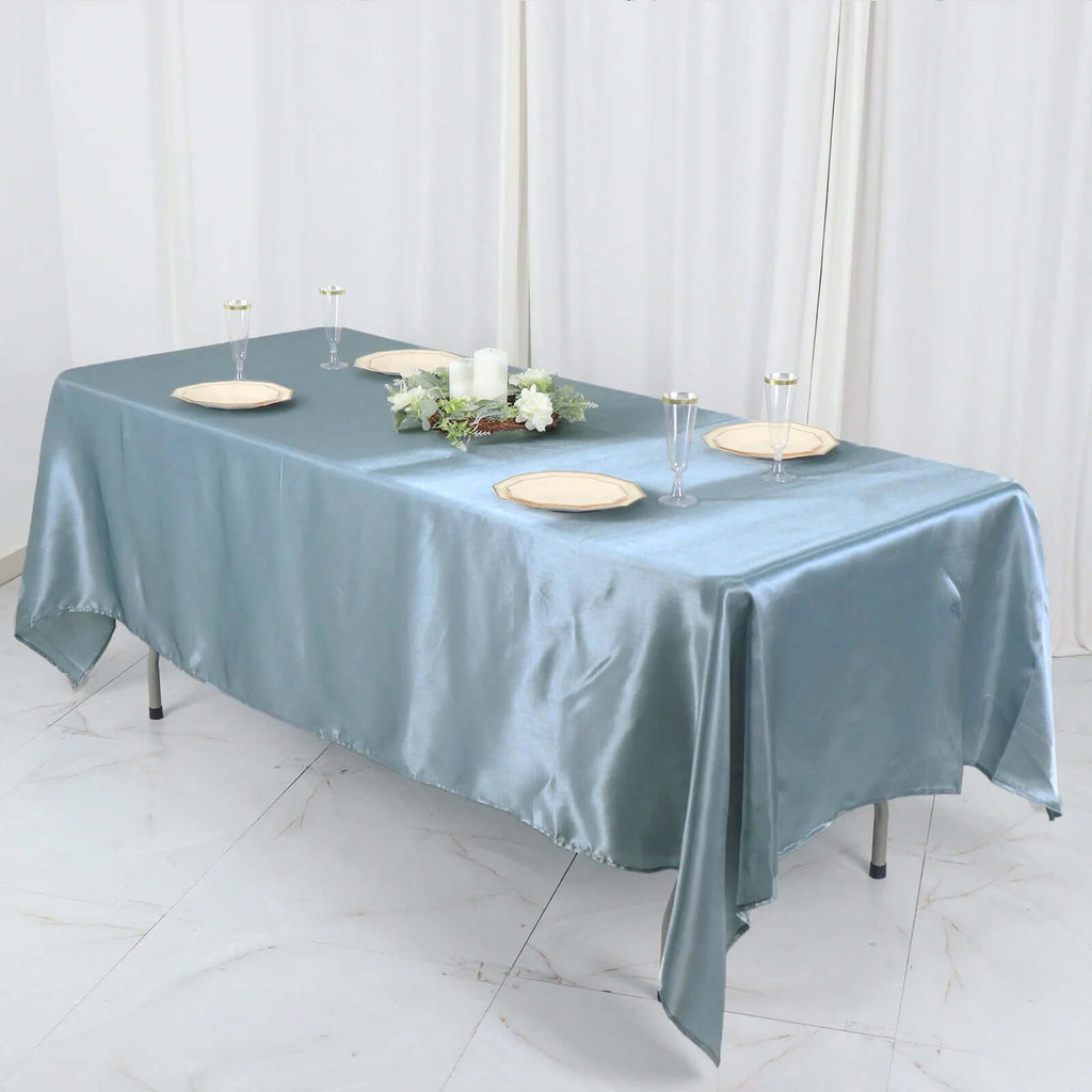 Satin Tablecloth 60"x102" Dusty Blue | TableclothsFactory