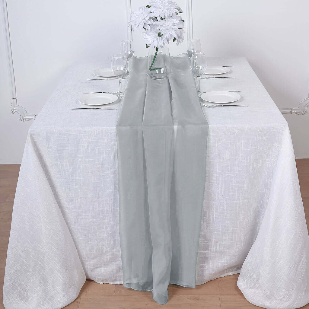 Premium Chiffon Runner 6ft Silver | TableclothsFactory