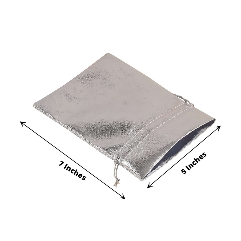 Metallic Silver Lame Gift Bags 10 Pack | TableclothsFactory