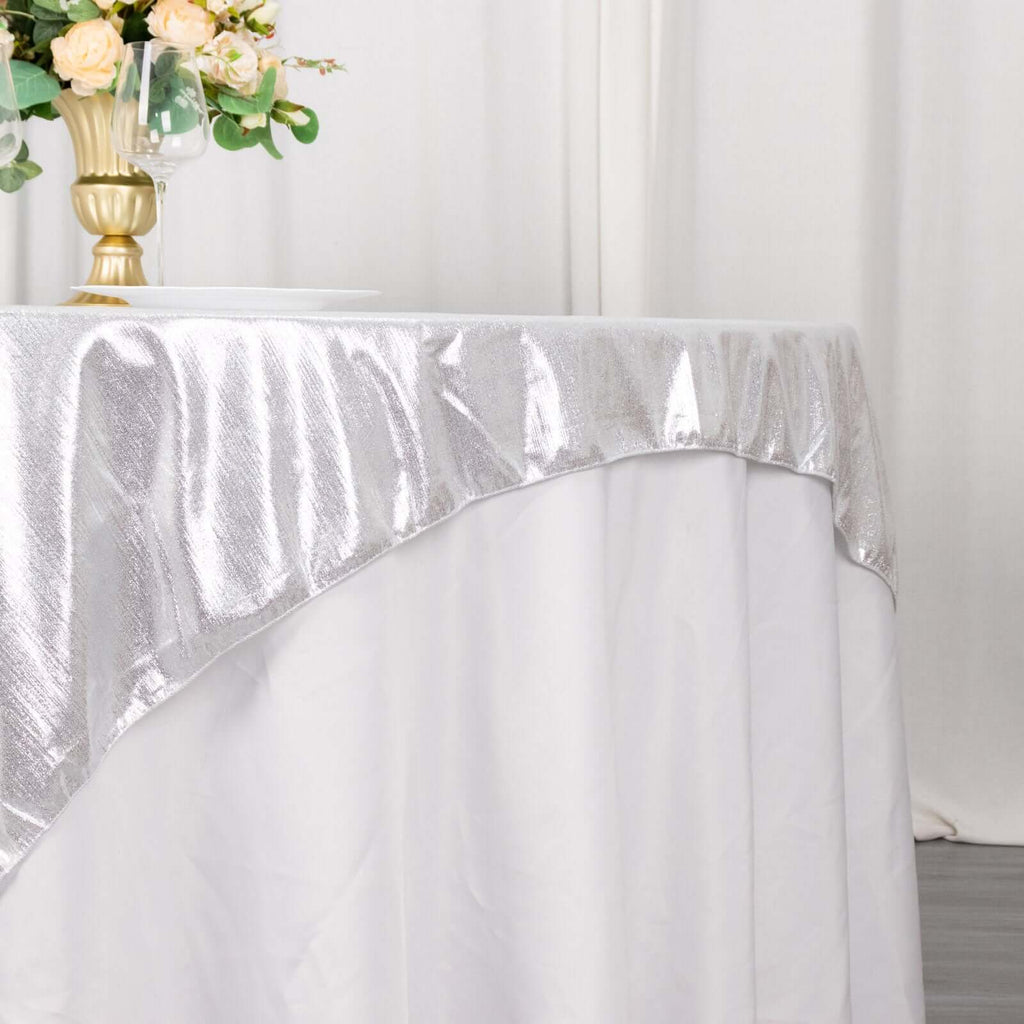 Sequin Dots Overlay 72"x72" Silver | TableclothsFactory