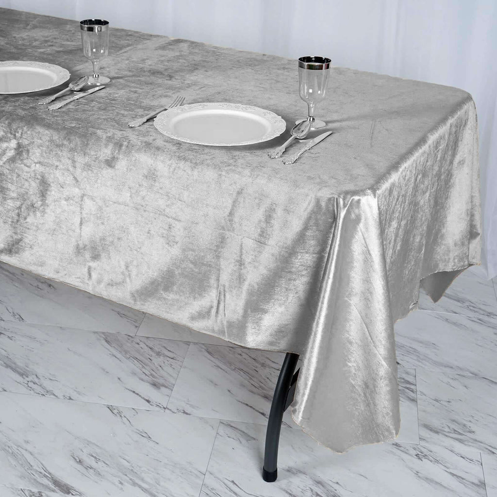 Velvet Tablecloth 60"x102" Silver | TableclothsFactory