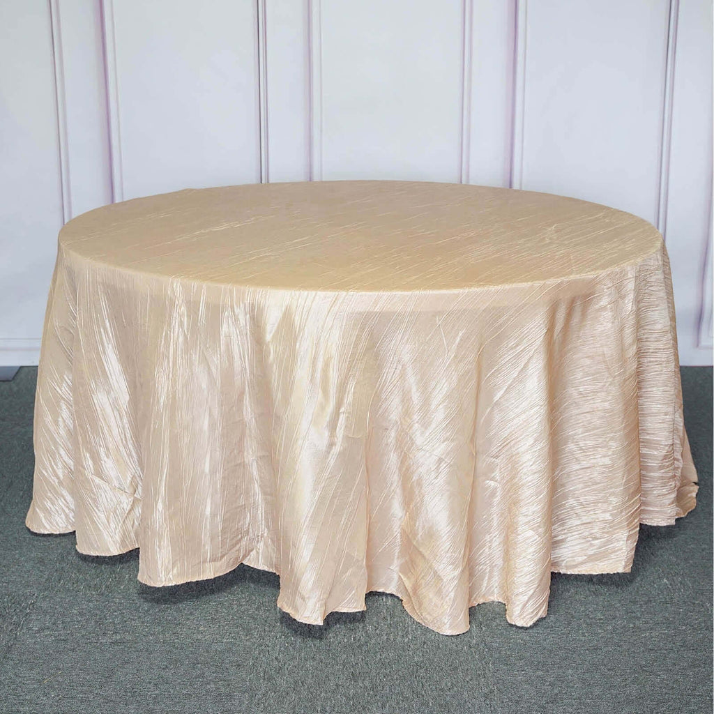 Accordion Crinkle Tablecloth 120" Beige | TableclothsFactory