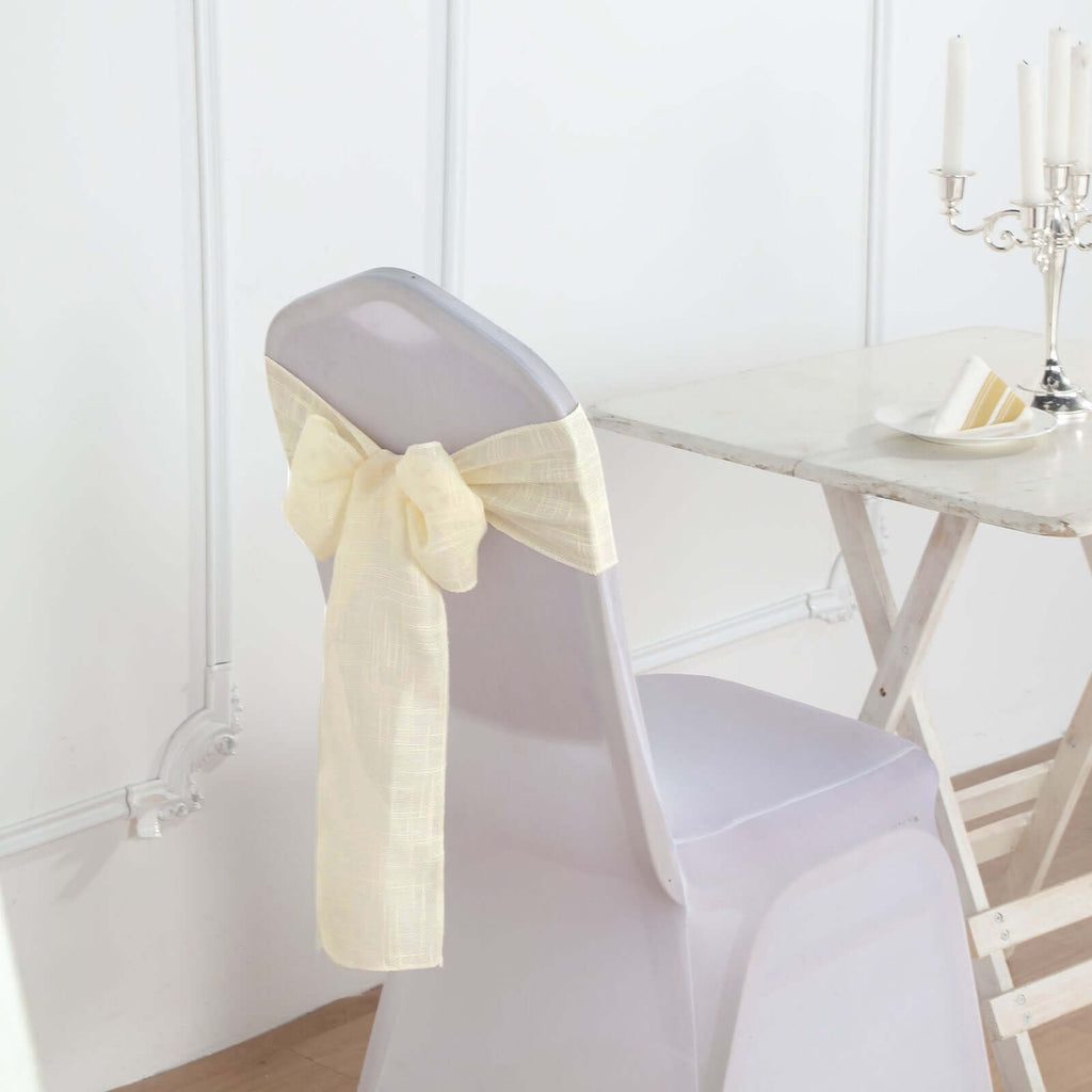 Linen Chair Sashes 6"x108" Ivory | TableclothsFactory