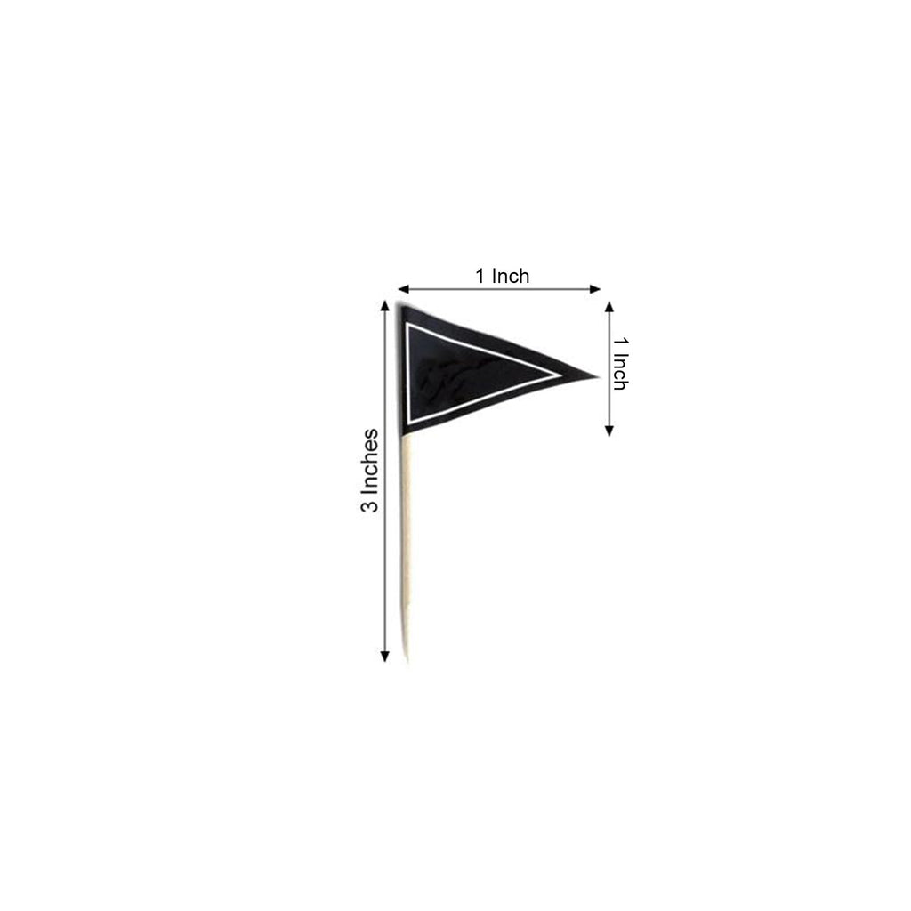 Triangle Flag Cupcake Topper Black 3" | TableclothsFactory