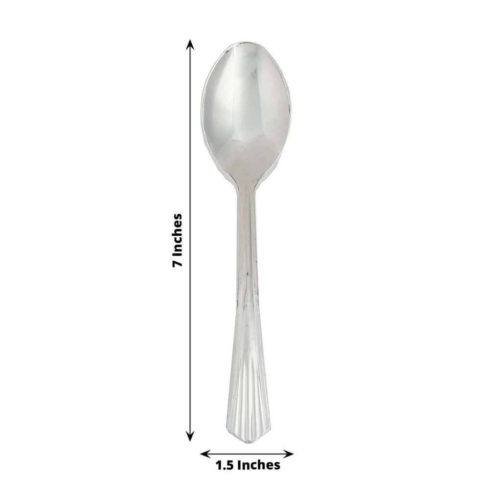 Plastic Dessert Spoons with Fluted Handles 7" Light Silver ...