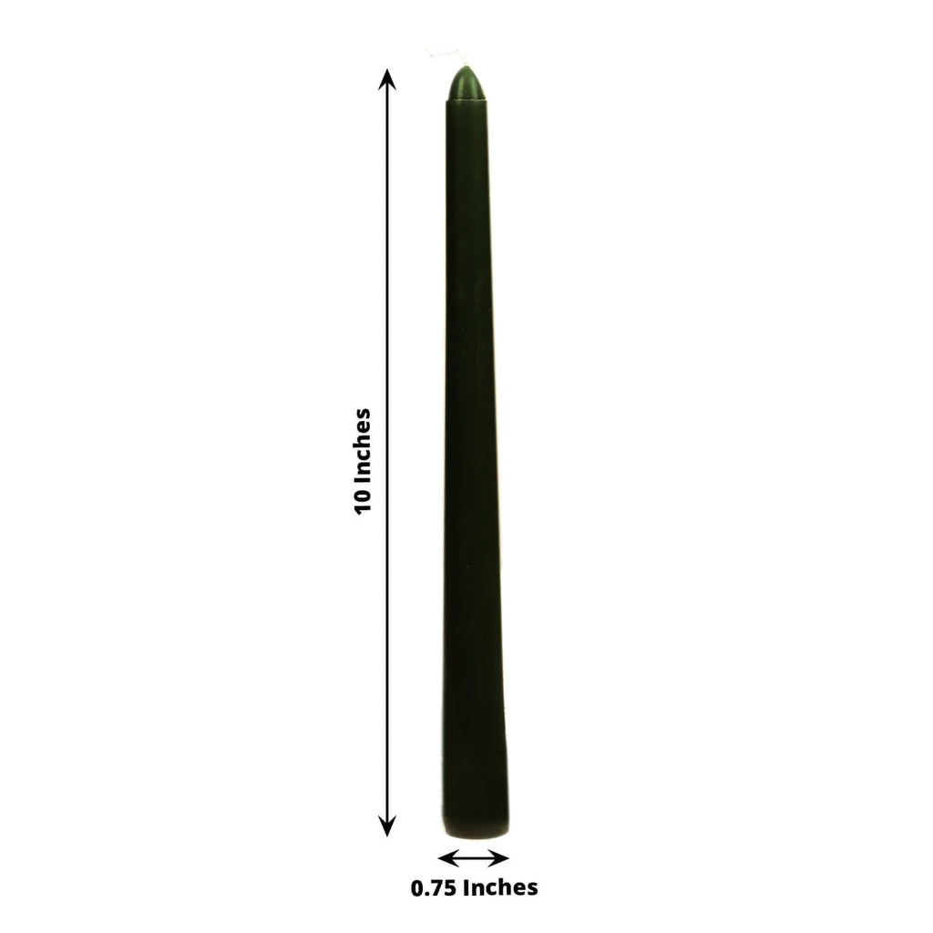Hunter Green Taper Candles 12 Pack | TableclothsFactory