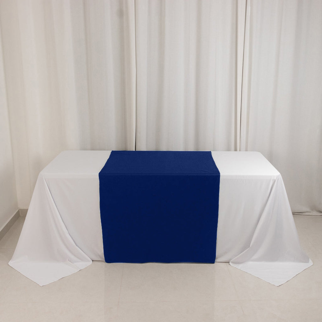 Wide Royal Blue Polyester Table Runner | TableclothsFactory