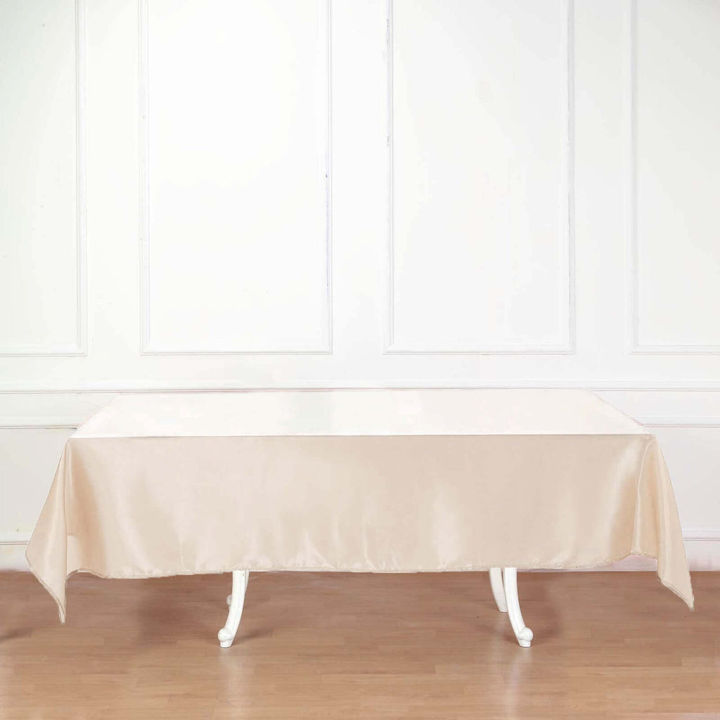 Satin Rectangle Tablecloth 60"x102" Beige | TableclothsFactory