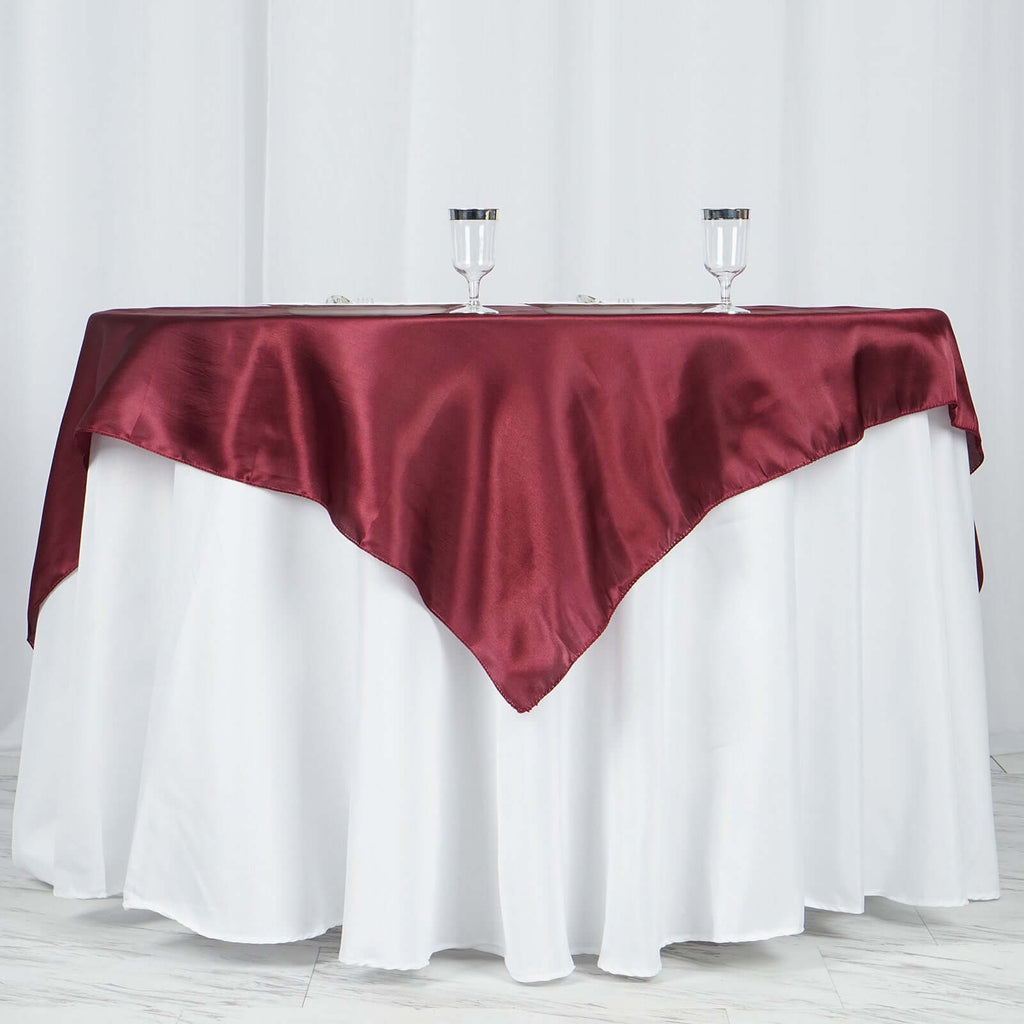 Satin Overlay 60"x60" Burgundy | TableclothsFactory