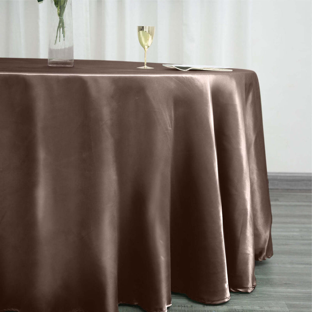 Satin Round Tablecloth 120" Chocolate | TableclothsFactory