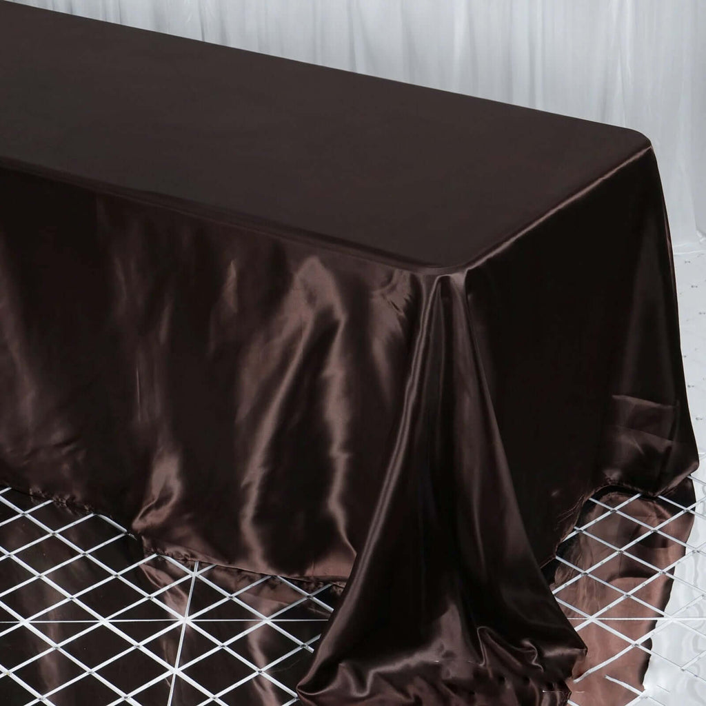 Satin Tablecloth 90"x132" Chocolate | TableclothsFactory