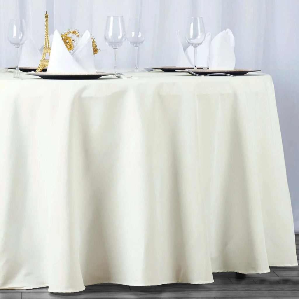 Premium Polyester Tablecloth 108" Ivory | TableclothsFactory