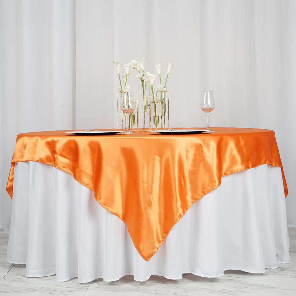 Satin Table Overlay 72"x72" Orange | TableclothsFactory