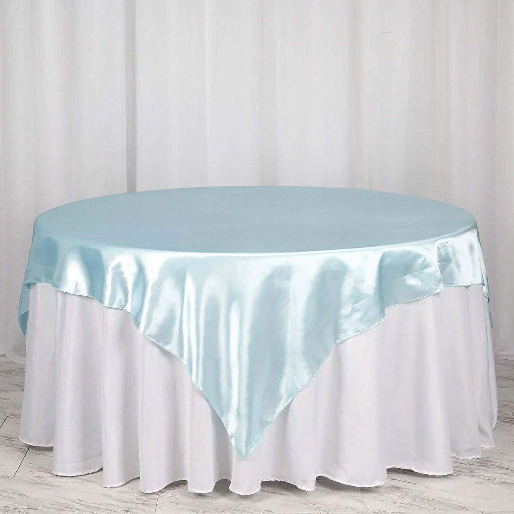 Satin Overlay 72"x72" Light Blue | TableclothsFactory
