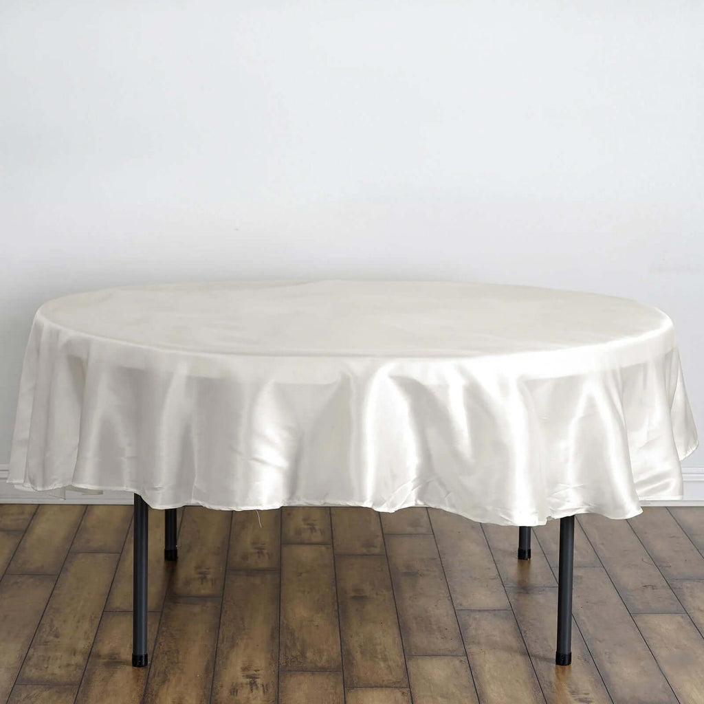 Satin Round Tablecloth 90" Ivory | TableclothsFactory
