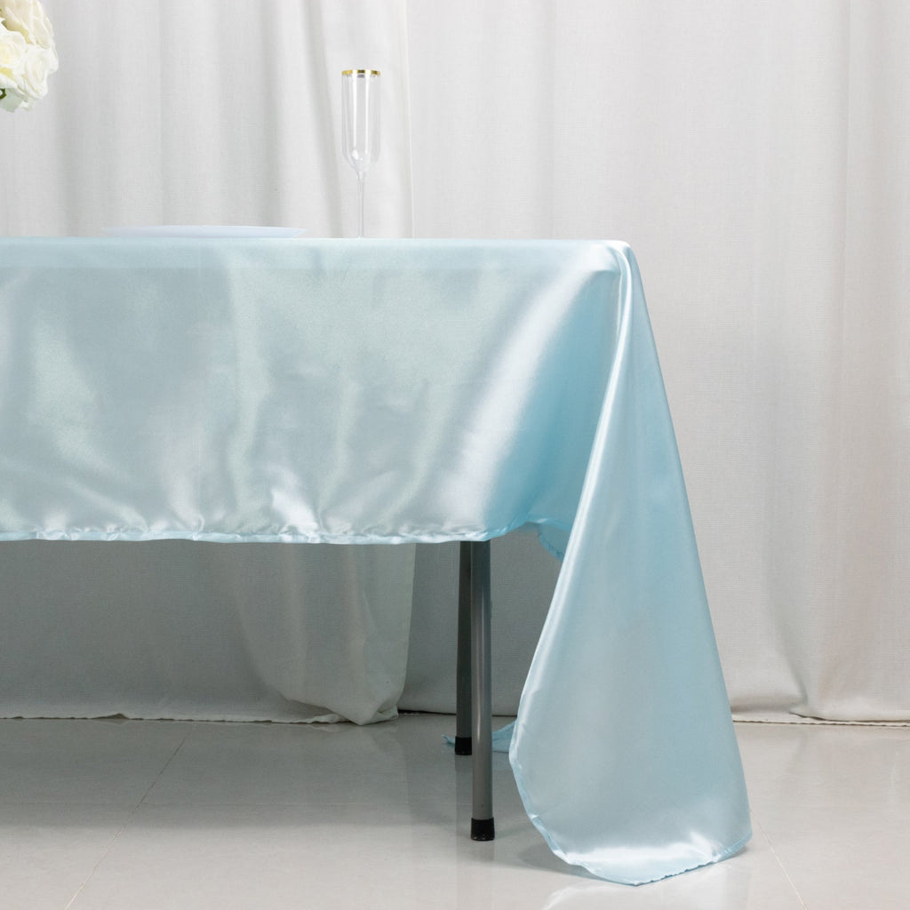 Satin Tablecloth 60"x126" Light Blue | TableclothsFactory