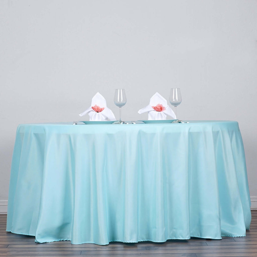 Polyester Round Tablecloth 120" Light Blue | TableclothsFactory