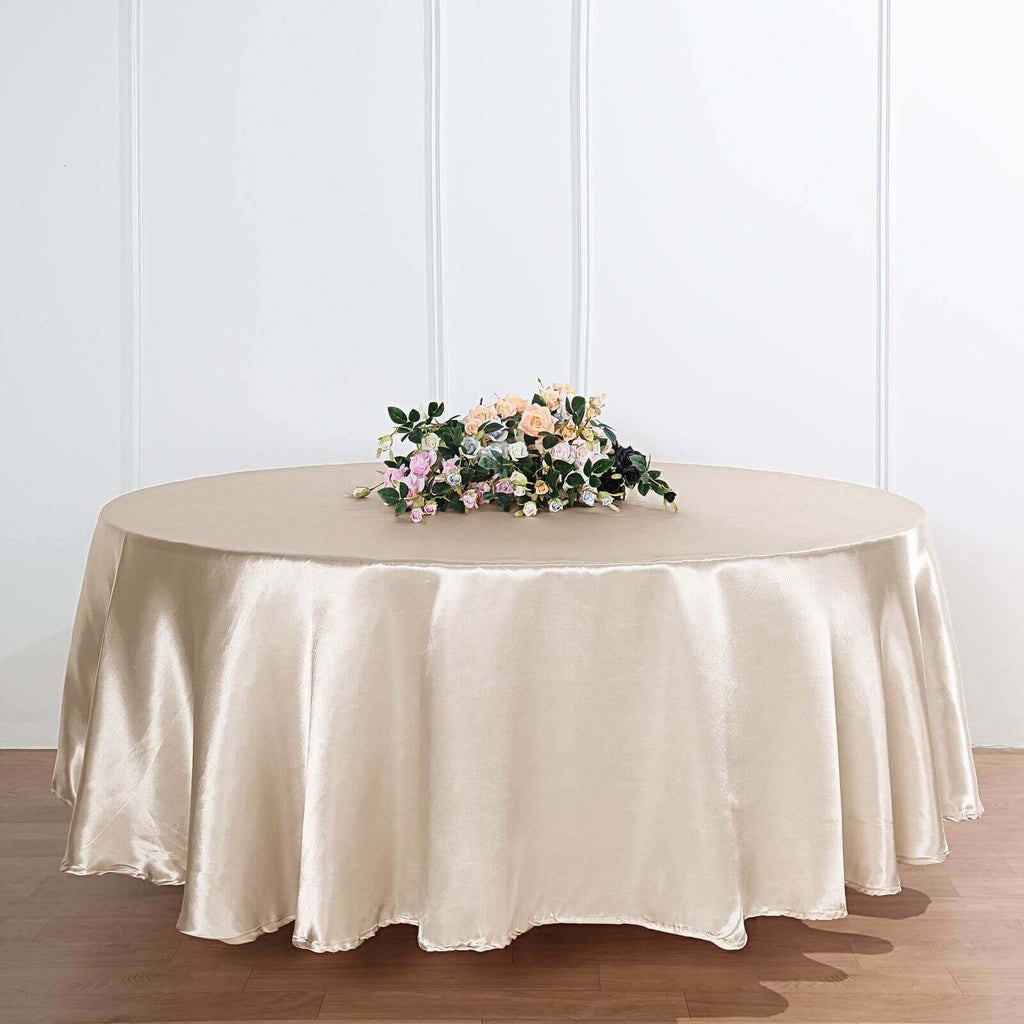 Satin Round Tablecloth 90" Beige | TableclothsFactory