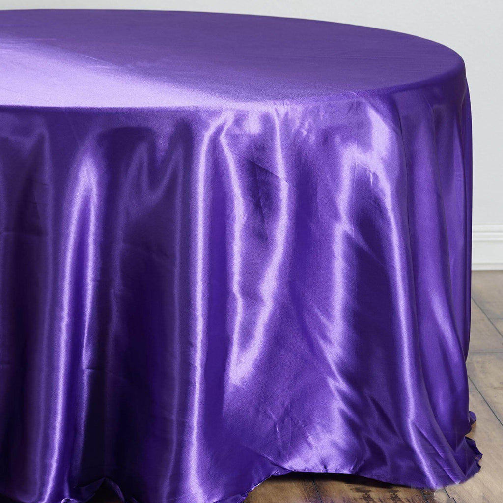 Satin Round Tablecloth 108" Purple | TableclothsFactory