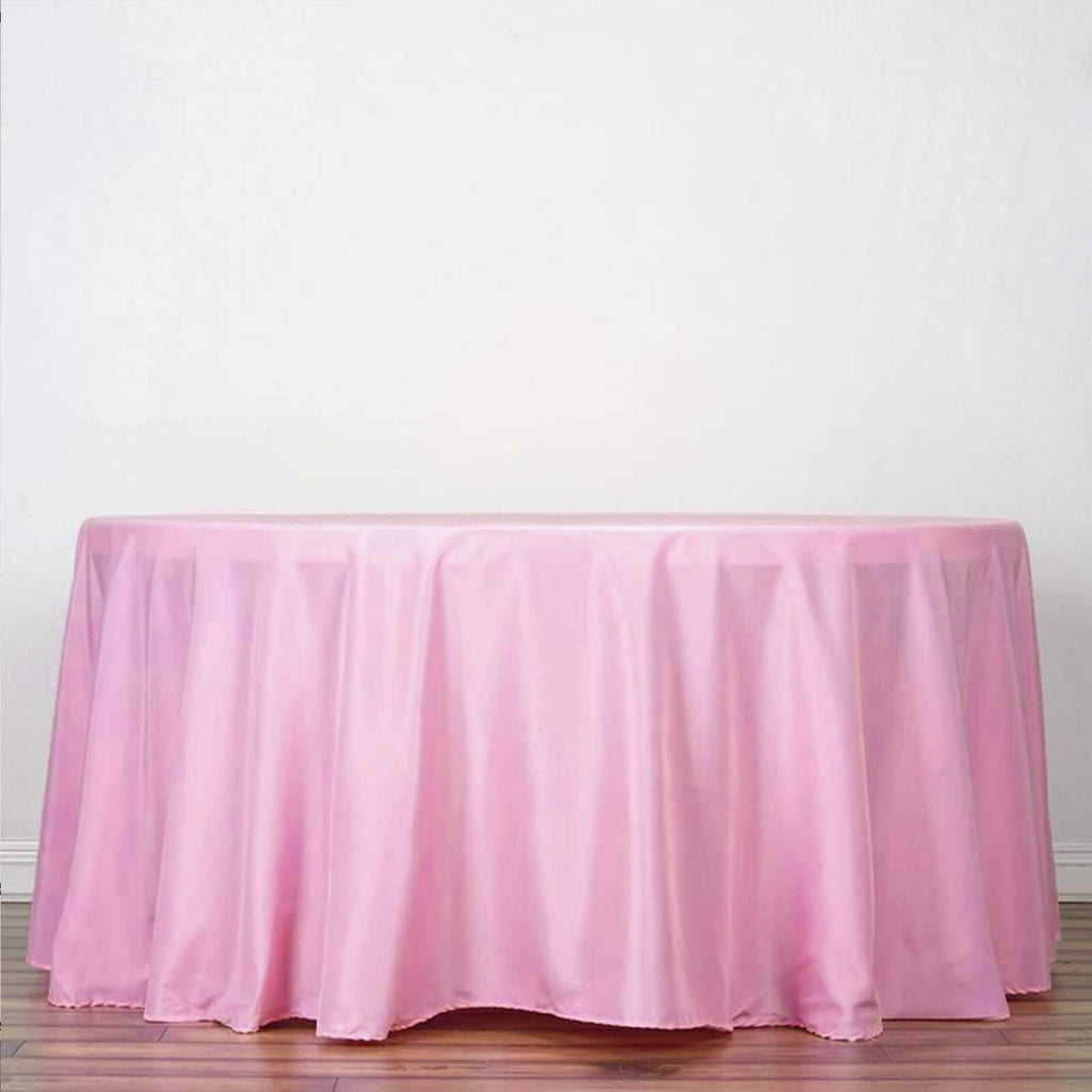 Polyester Tablecloth 132" Pink | TableclothsFactory