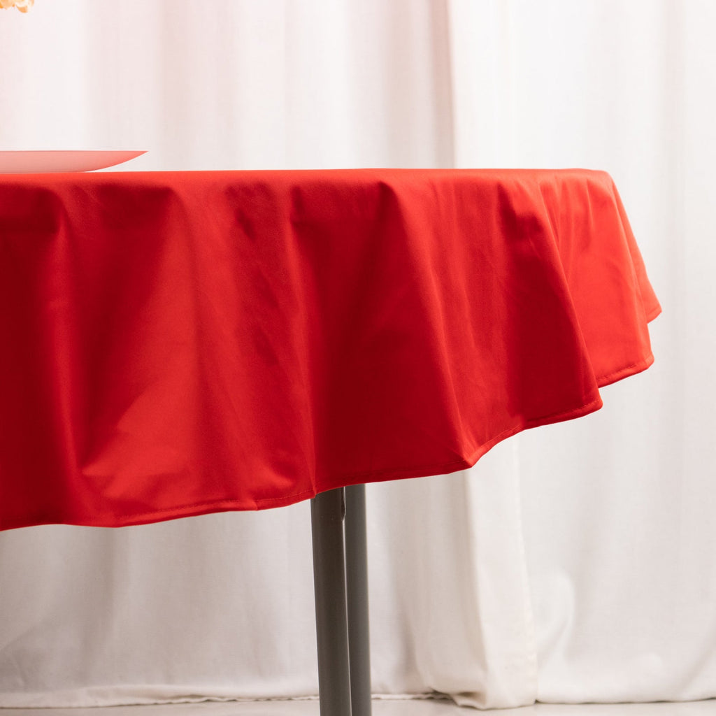 Premium Scuba Round Tablecloth 70" Red | TableclothsFactory