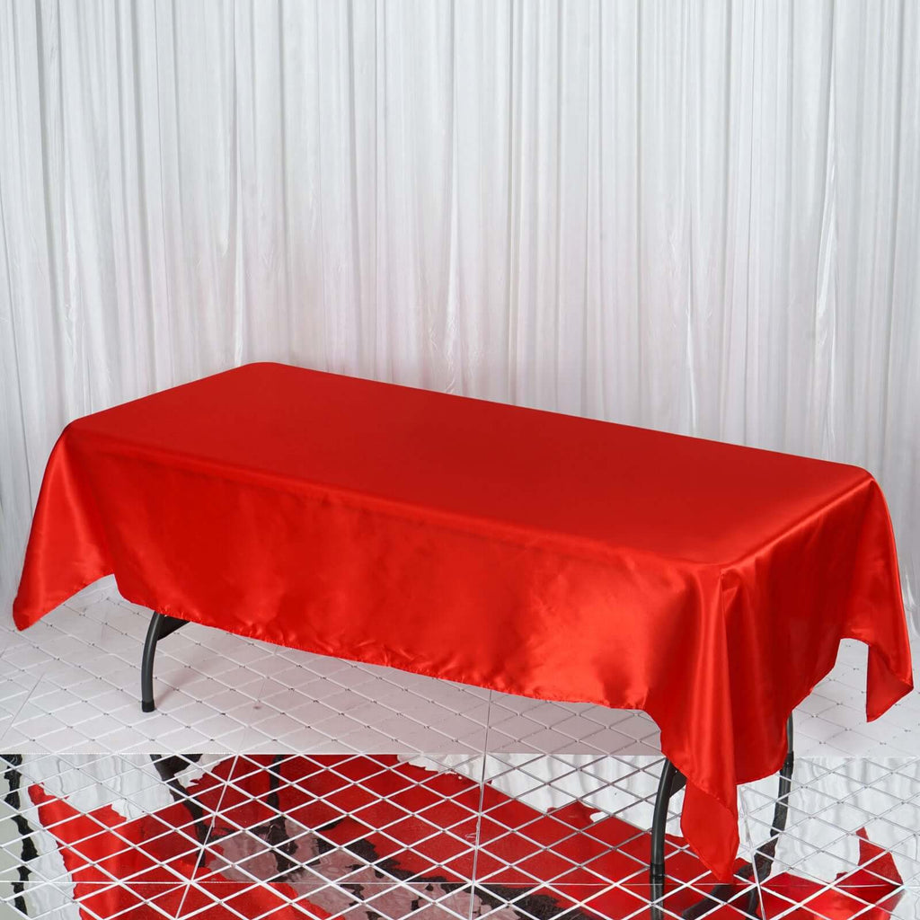 Satin Rectangle Tablecloth 60"x102" Red | TableclothsFactory