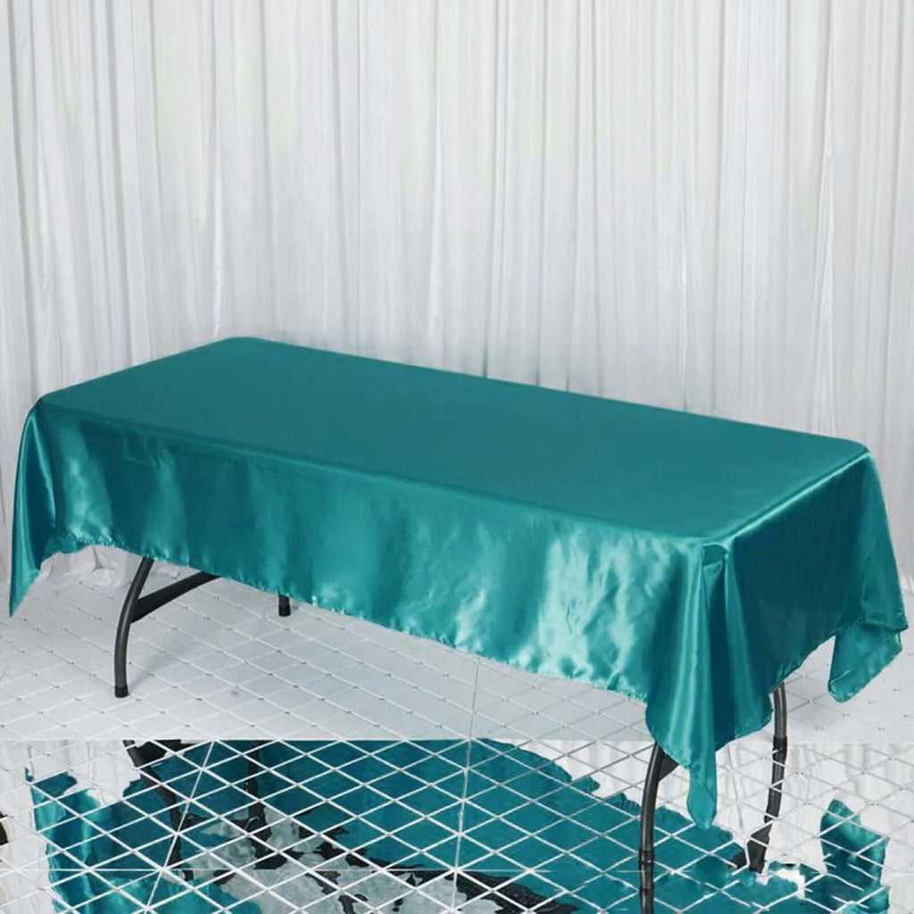Satin Tablecloth 60"x102" Turquoise | TableclothsFactory