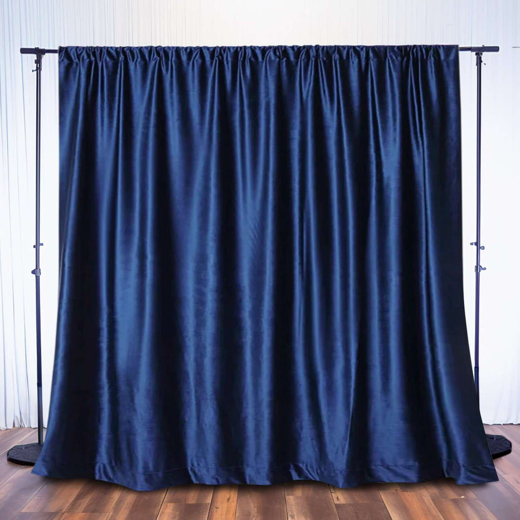 Navy Blue Velvet Event Curtain Drapes 8ftx8ft | TableclothsFactory