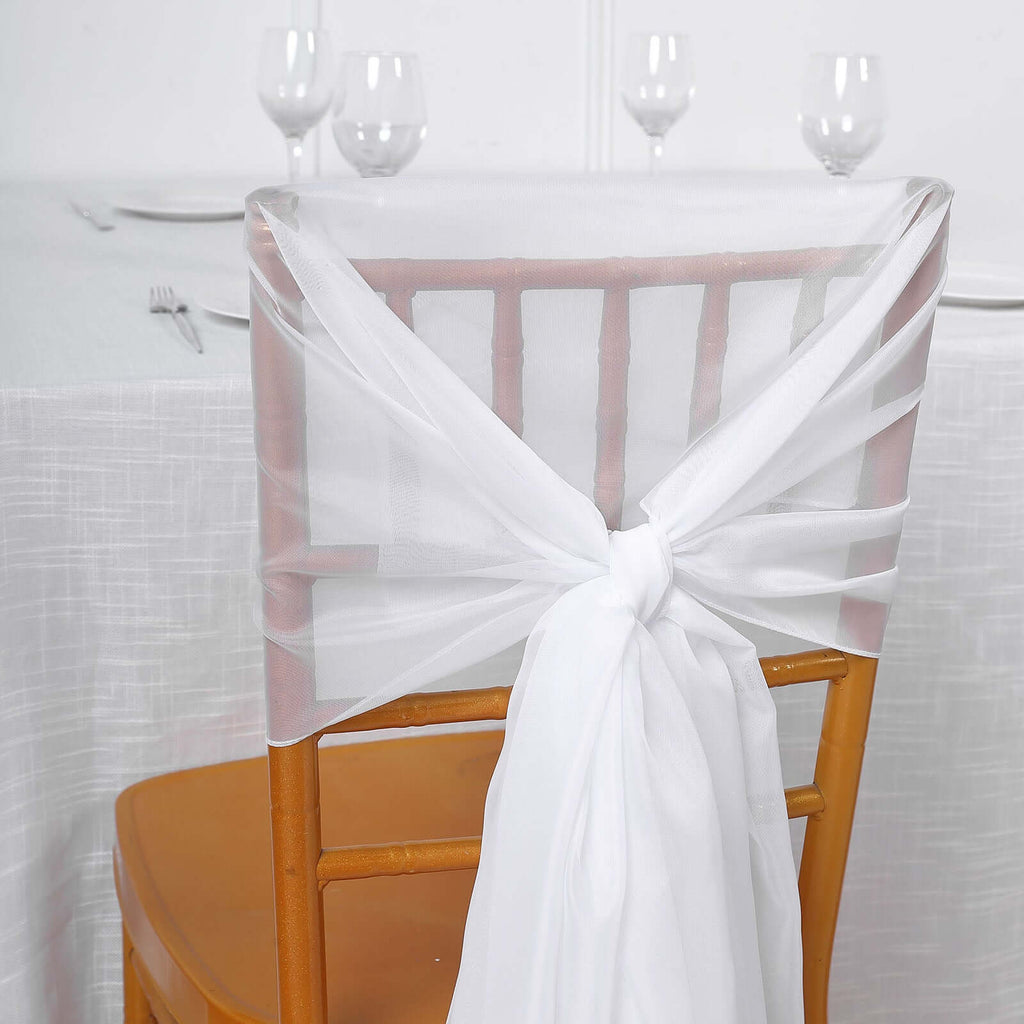Premium Chiffon Chair Sashes 22"x78" White | TableclothsFactory