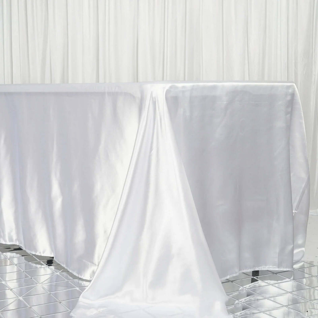 Satin Rectangle Tablecloth 90"x156" White | TableclothsFactory