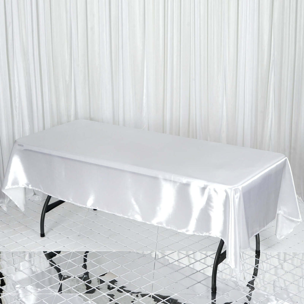 Satin Rectangle Tablecloth 60"x102" White | TableclothsFactory