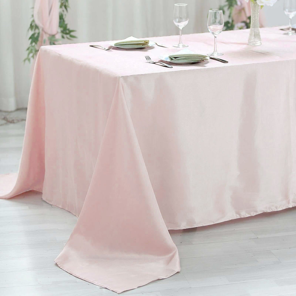 Satin Rectangle Tablecloth 60"x102" Blush | TableclothsFactory